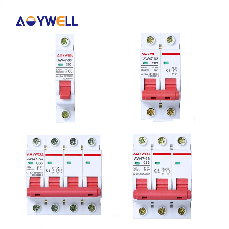 AOYWELL AW47-63 type 2P 6A 10A 16A 20A 25A 32A 40A 50A 63A63A AC MCB